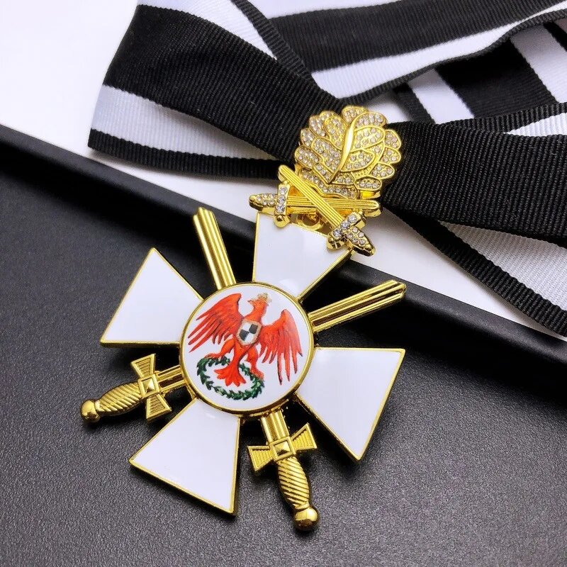 Прусский второй класс, красный орел, крест, лента, значок, эмблема рыцаря, металлическая эмаль, лакированная медаль, аксессуары 50x50 мм