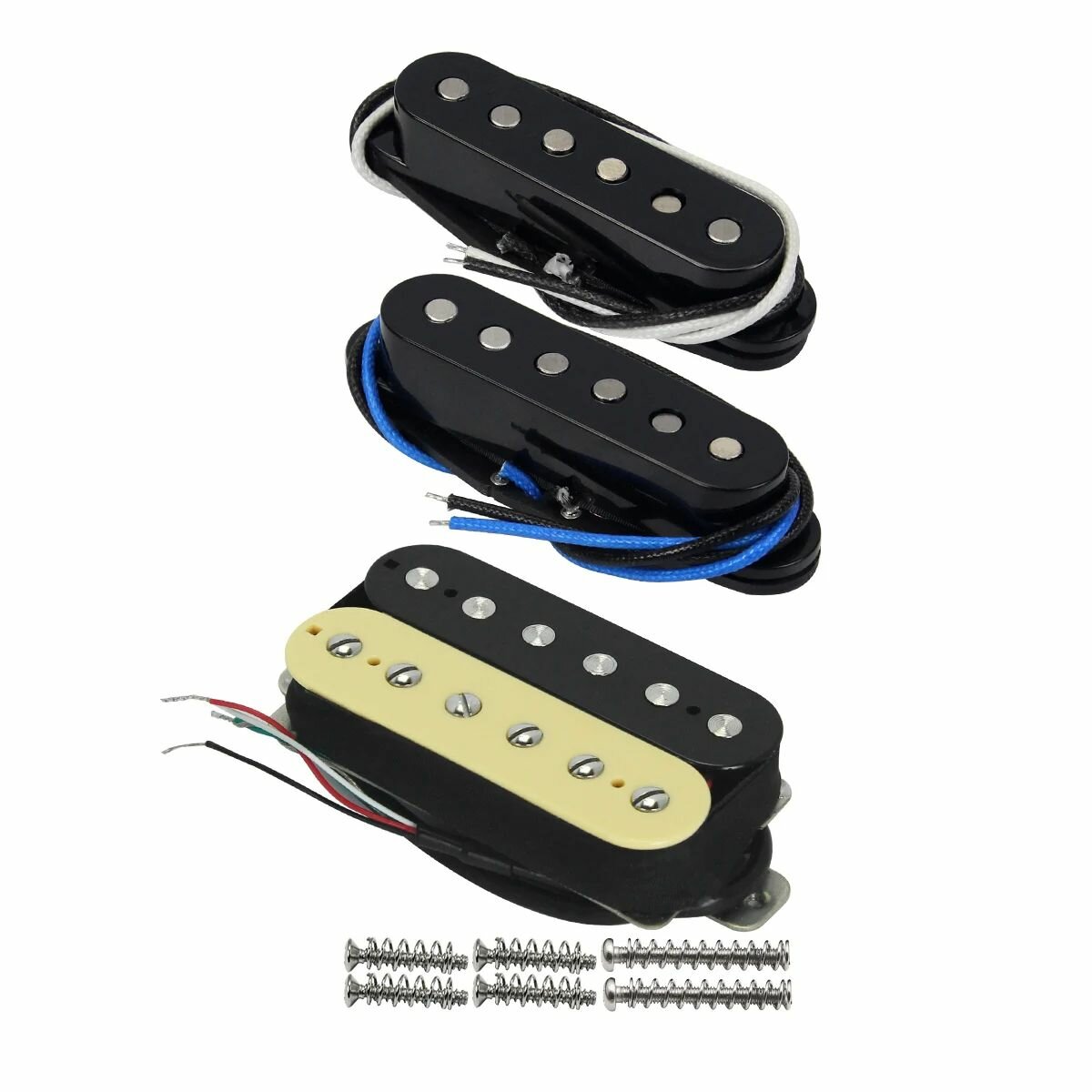 Комплект из 3-х звукоснимателей Alnico 5 Staggered Single Coil + Double Coil, сопротивление: 6 кОм + 6 кОм + 8 кОм, аксессуары для гитары SSH ST