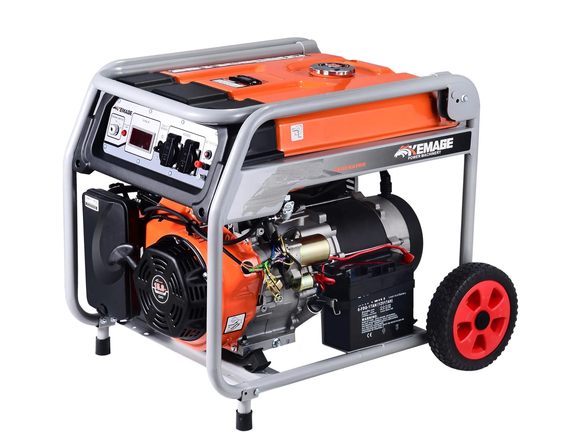 1011096 Генератор бензиновый TOR KM4800H 3,3 кВт 220В 16 л с электростартером и колесами