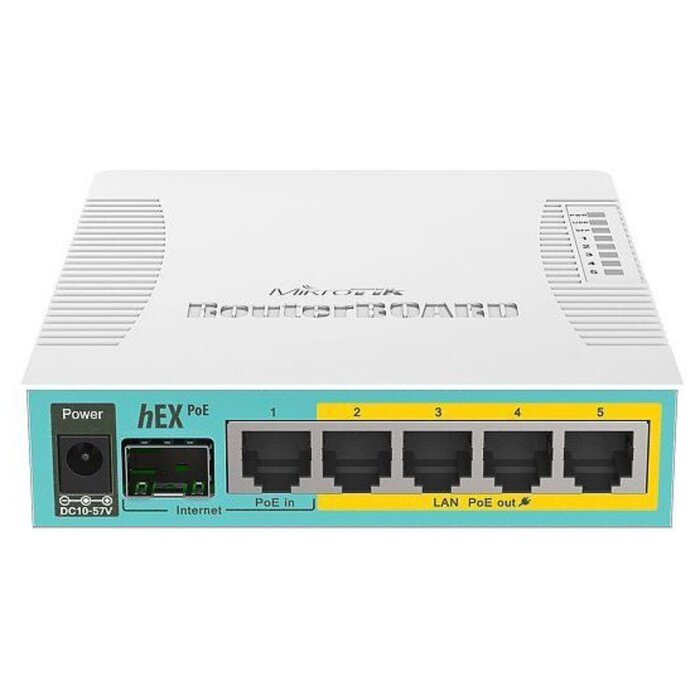 Mikrotik Роутер MikroTik hEX PoE (RB960PGS), 10/100/1000BASE-TX/SFP, белый