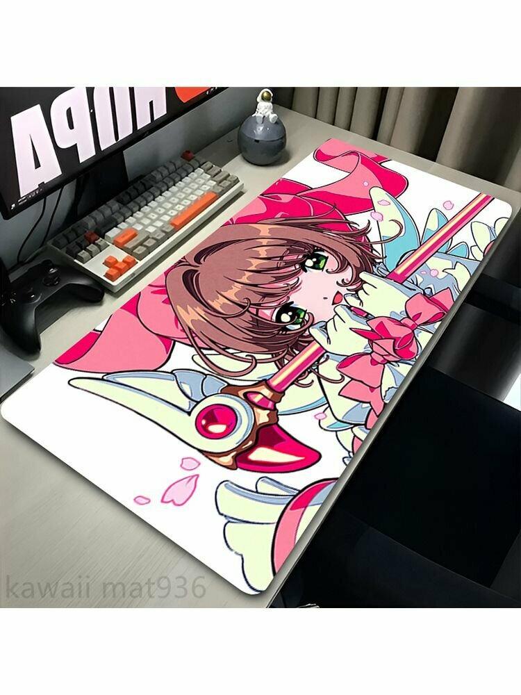 Card Captor Компьютерная клавиатура и коврик для мыши, мультяшная волшебная карточка Sakura game, размер 40x90xxl