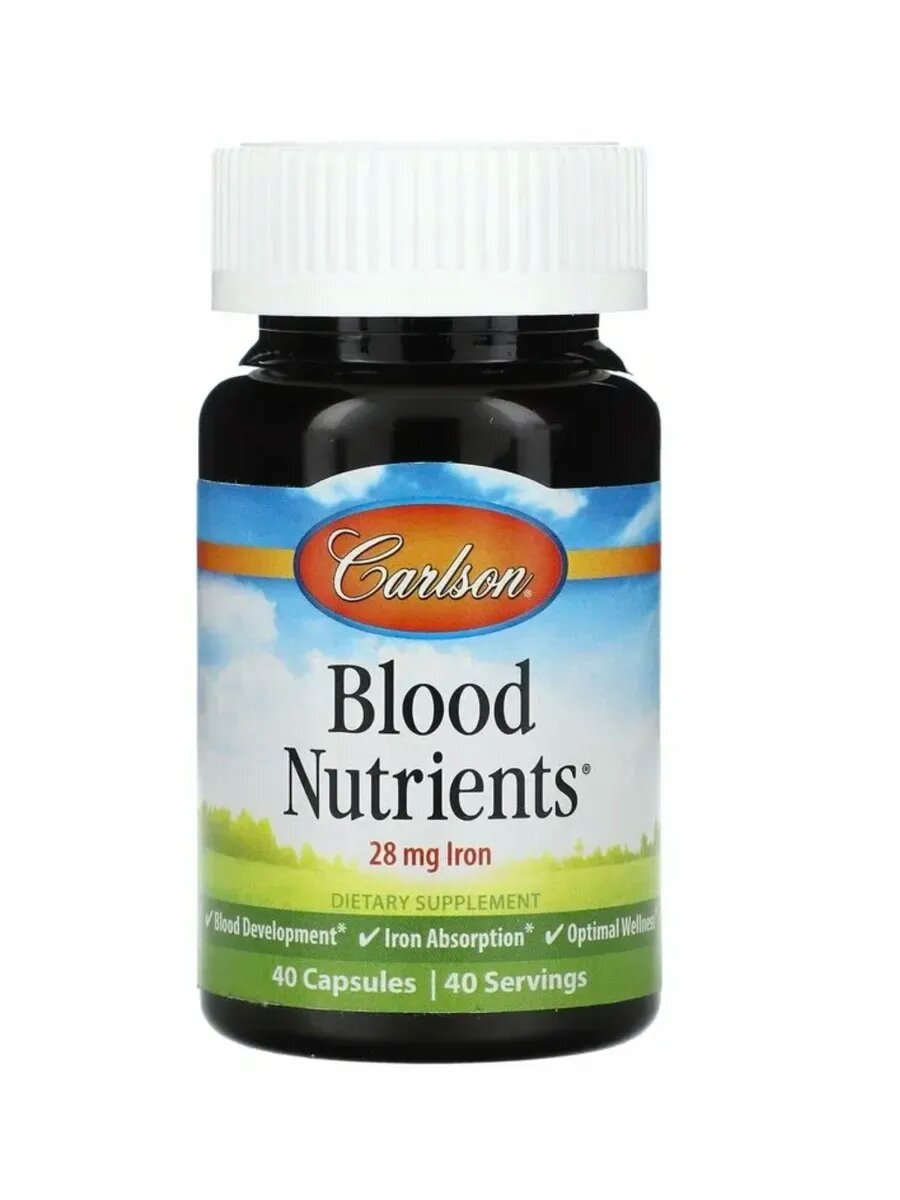 Carlson, Blood Nutrients, Питательные вещества для крови, 40 капсул