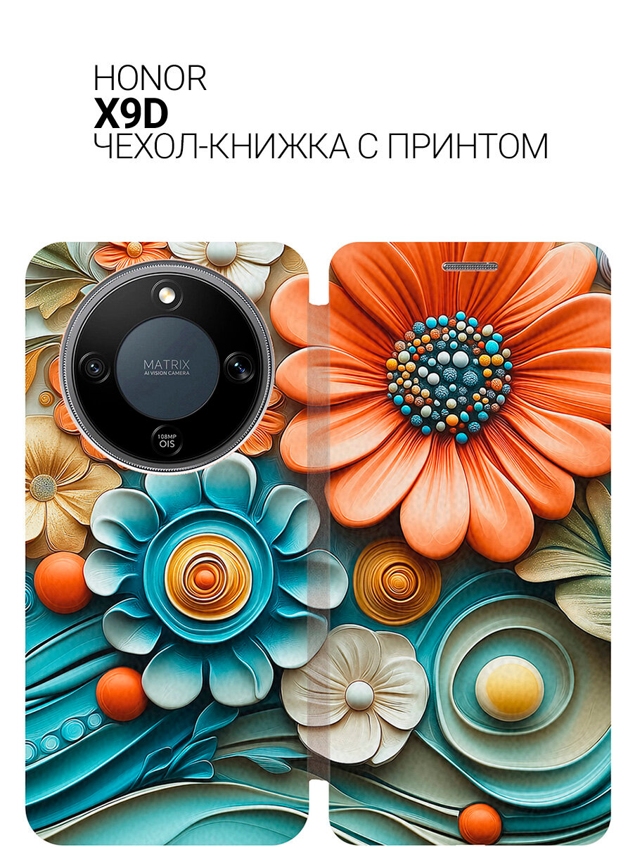 Чехол-книжка на Honor X9d с принтом Весеннее панно, bkg