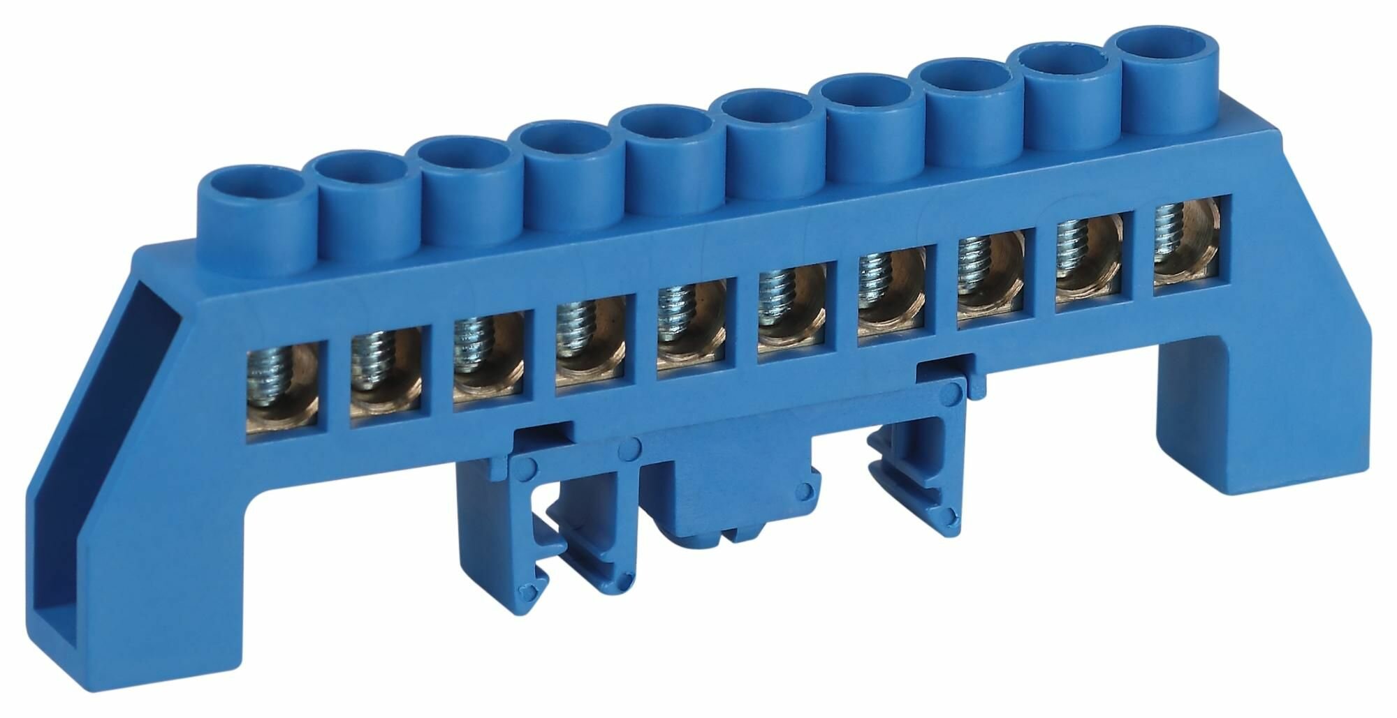 Шина нулевая Эра NO-224-111, в комбинированном изоляторе, на DIN-рейку, ШНИ-8х12-10-Д-синий