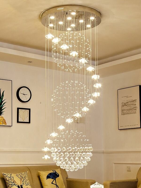 Люстра современная хрустальная с тремя шарами - Стильная подвесная LED люстра