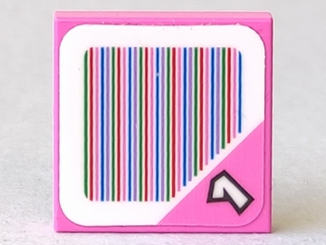 Tile 2 x 2 with Super Mario Scanner Code Number 1 Block Pattern (Sticker) - Sets 71368 / 71398, 3068pb1404 Dark Pink N