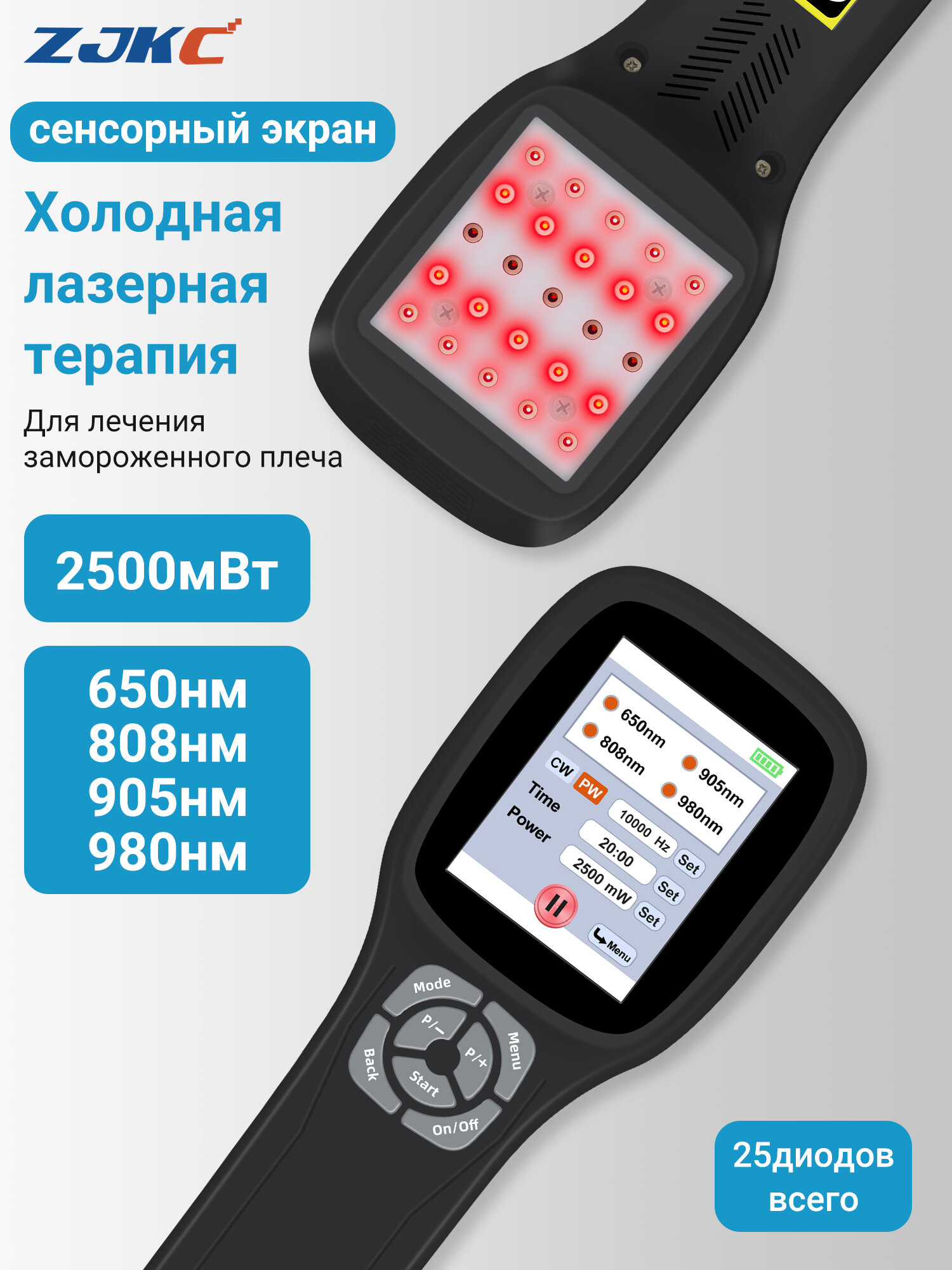 Лазерная терапия мощностью 2,5 Вт для облегчения боли в суставах и ишиаса, для мягких тканей, 650/808/905/980 нм