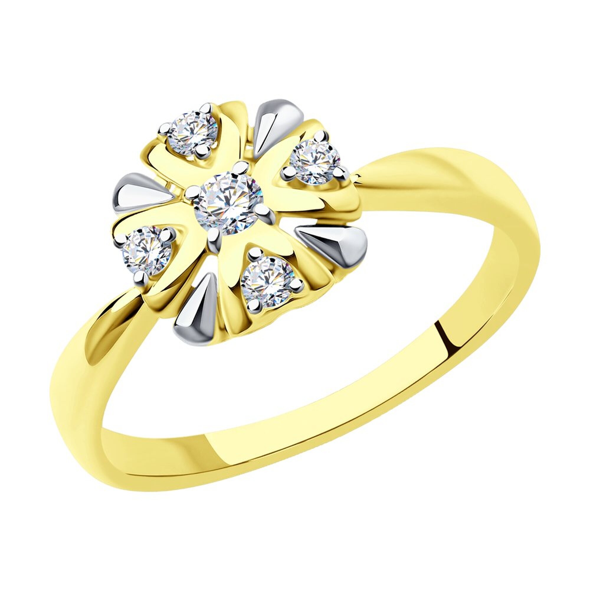 Кольцо, желтое золото, 585 проба, бриллиант