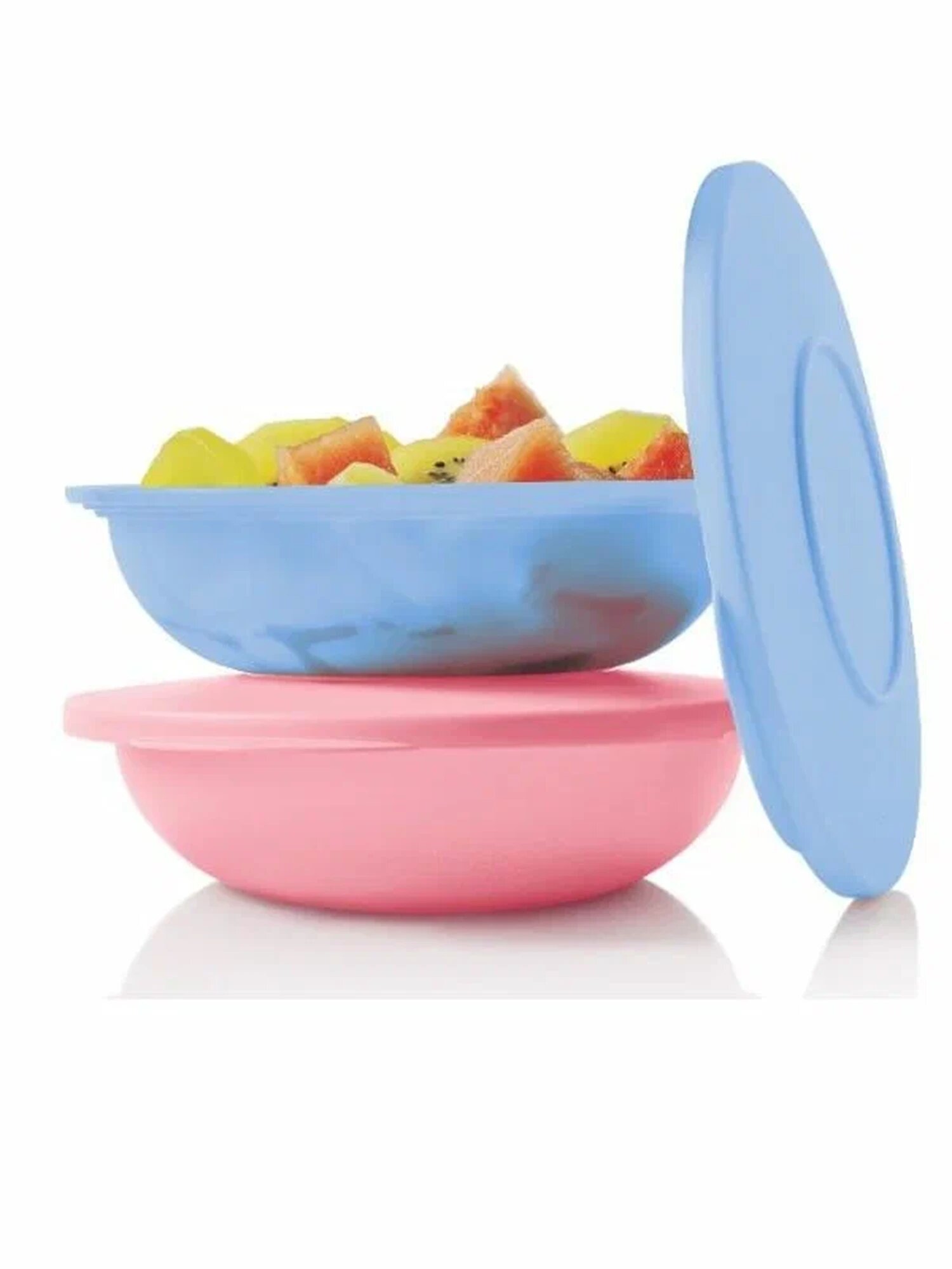 Тарелки Tupperware "Очарование", с крышкой, 700 мл, цвет голубой/розовый
