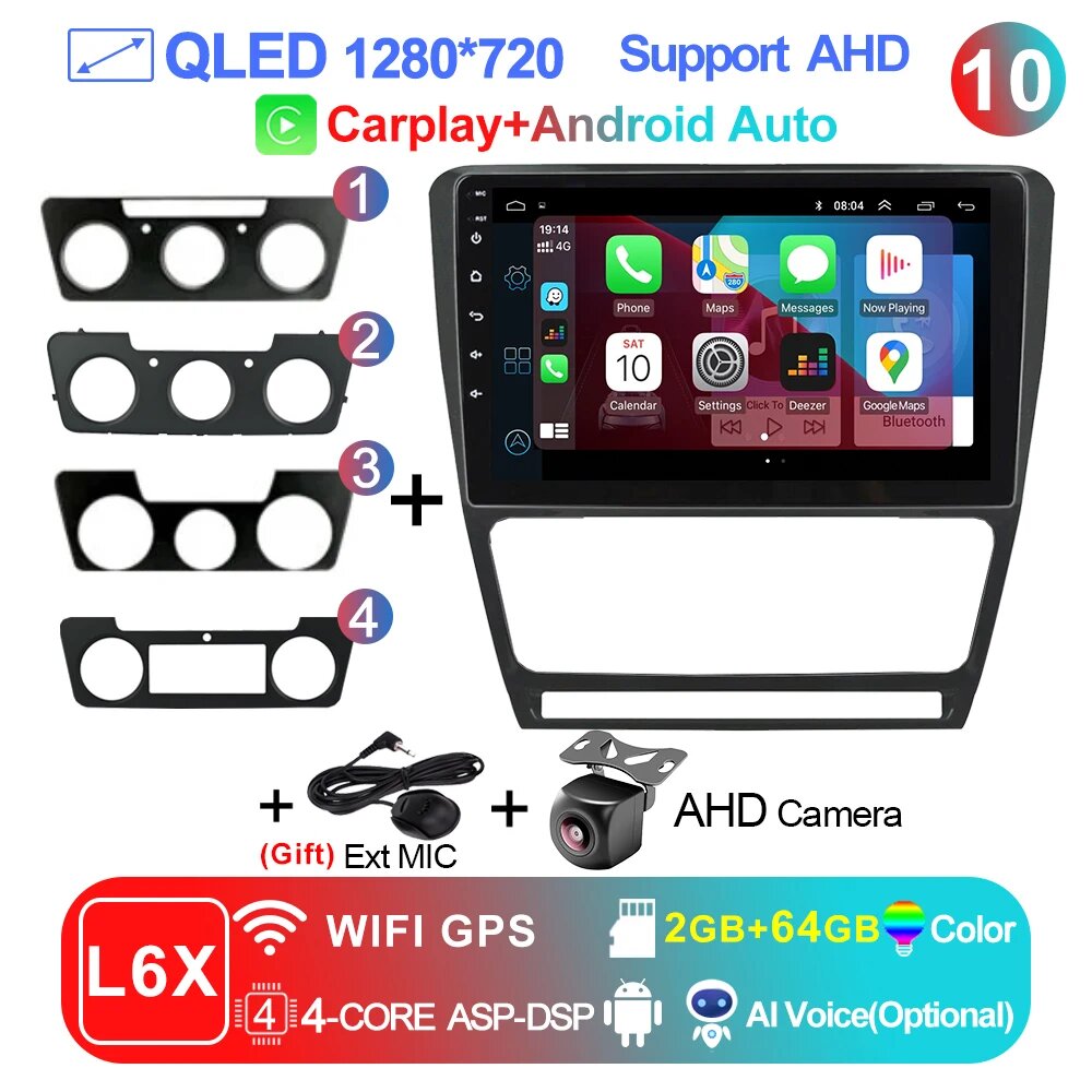 Автомагнитола LEHX Pro с голосовым ИИ на Android 12, 2 Din, мультимедийный видеоплеер L6X(2-64GB)CAM