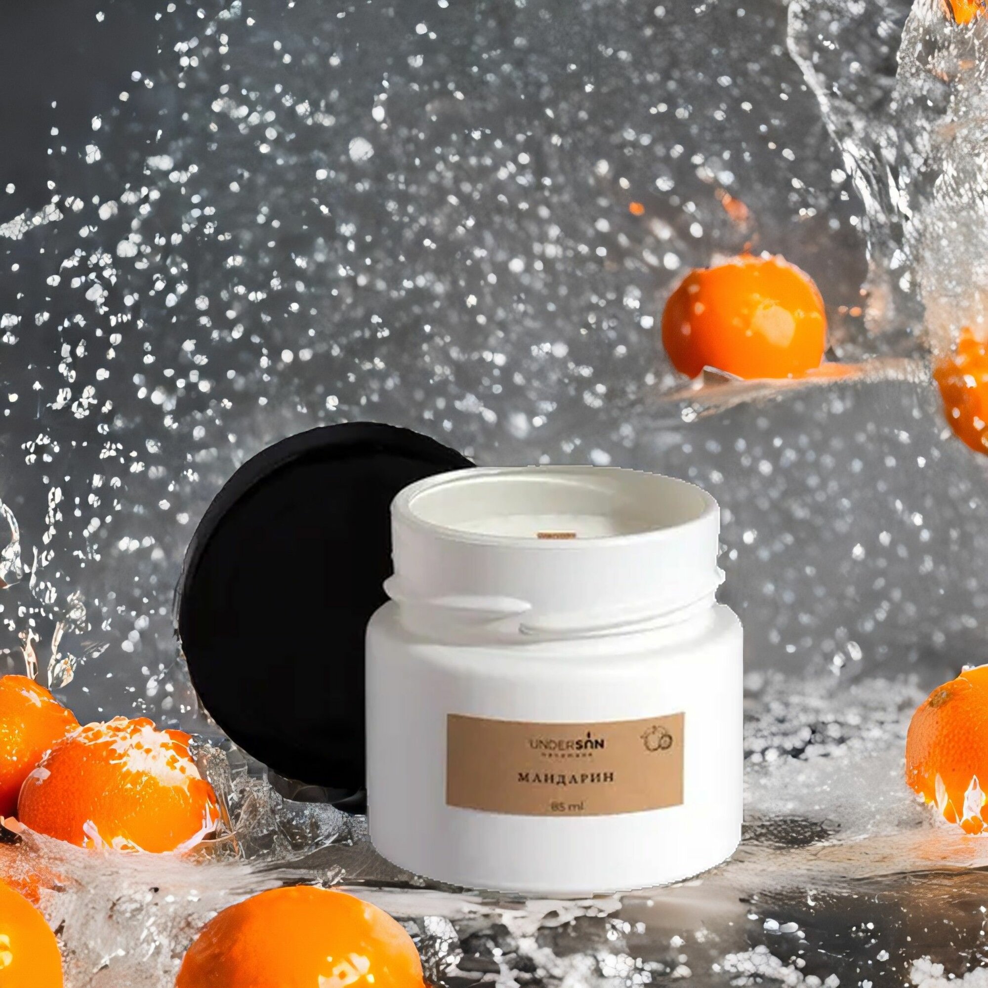 Свеча ароматическая Мандарин / интерьерные аромасвечи для дома / подарок женщине 85ml, UNDERSUN