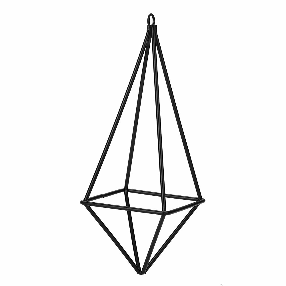 Четырехугольная подвесная стойка для тилландсий, декоративная подставка для воздушных растений (черная)