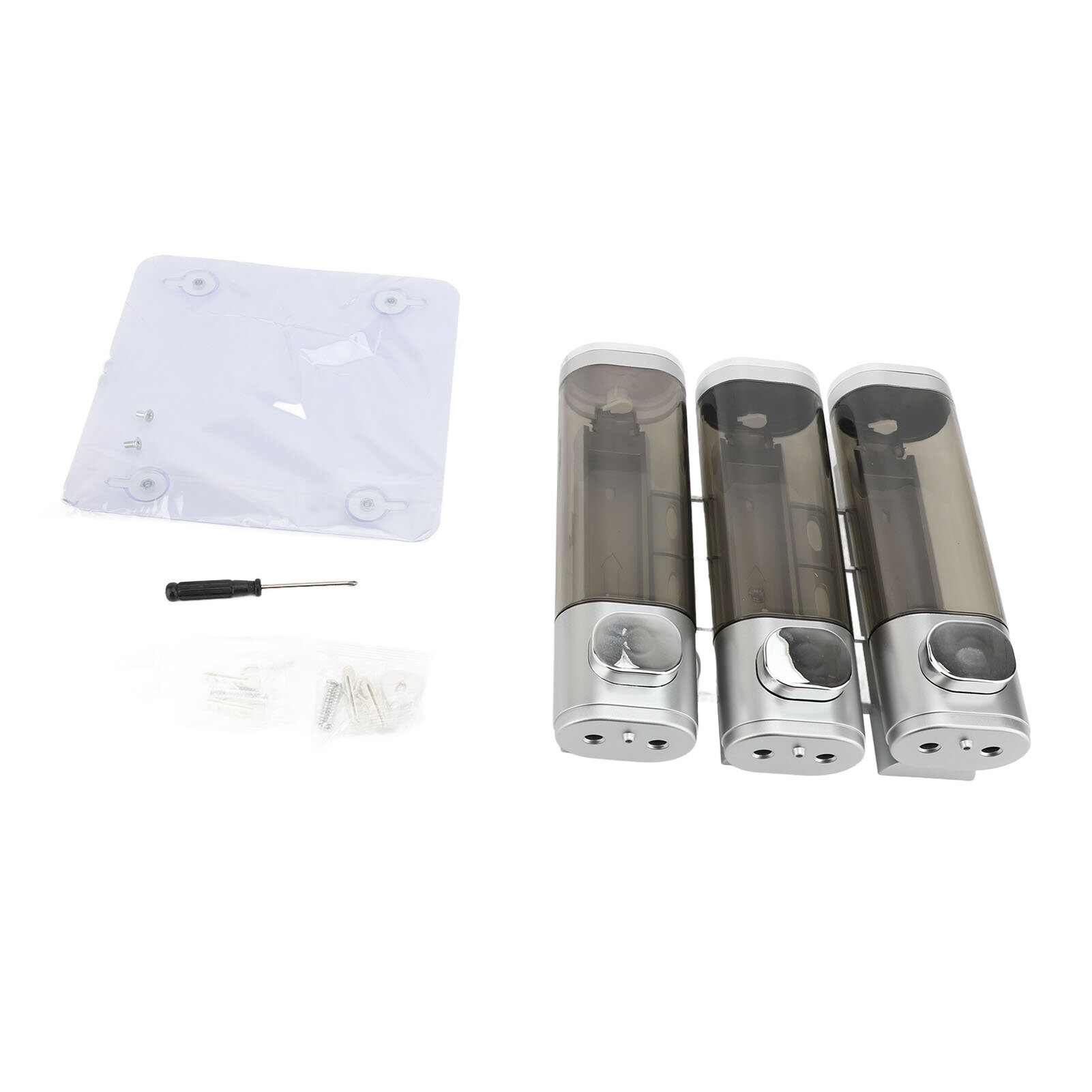 Диспенсер для жидкого мыла 3 в 1, 300 мл, настенный, для ванной, душа, шампуня, кондиционера для волос, контейнер, серебристый