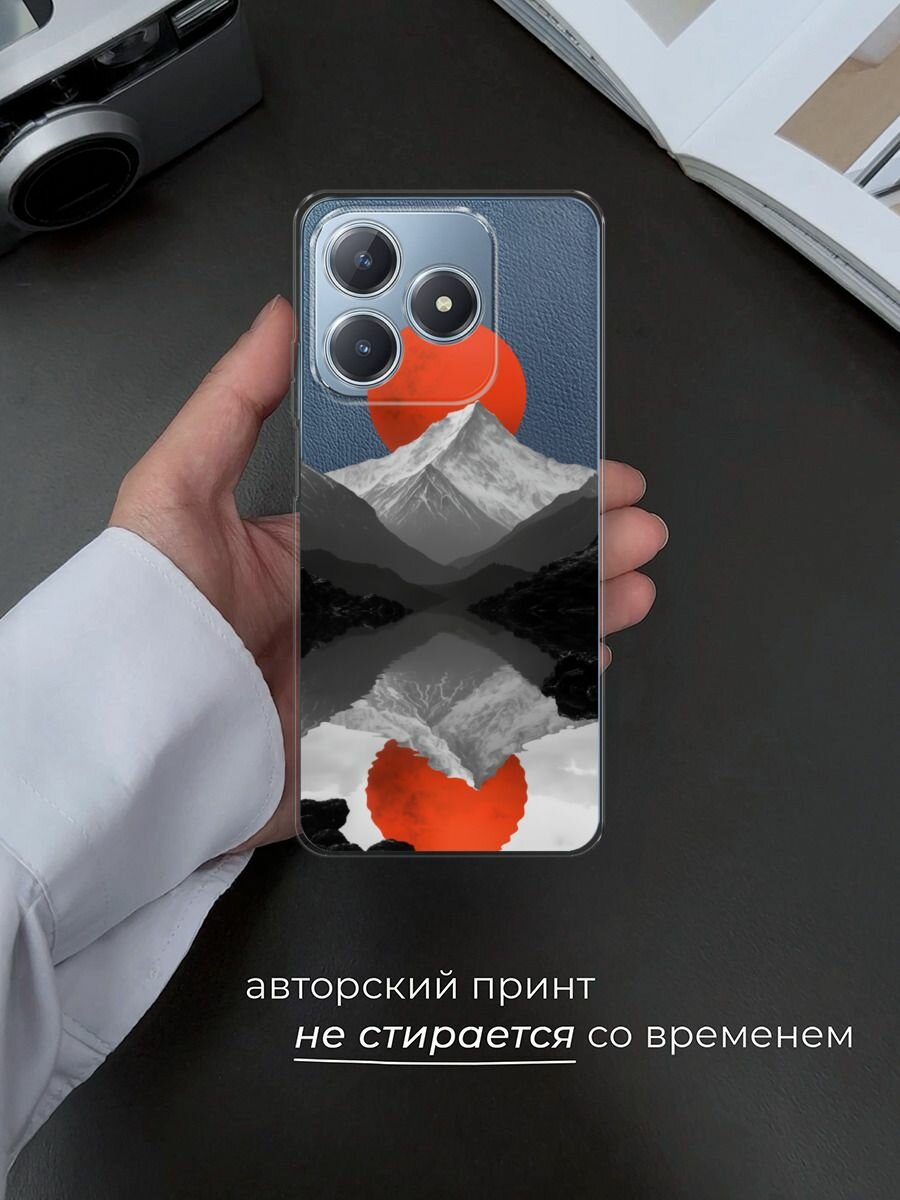 Чехол на Realme C63 / Реалми С63 с принтом Белая гора 2, прозрачный — фото 1