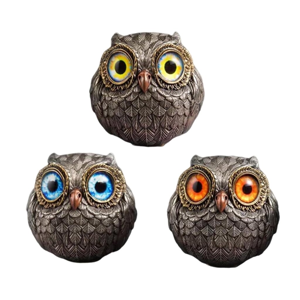 3 шт. фигурки совы из смолы, символизирующие мудрость и удачу, для украшения дома