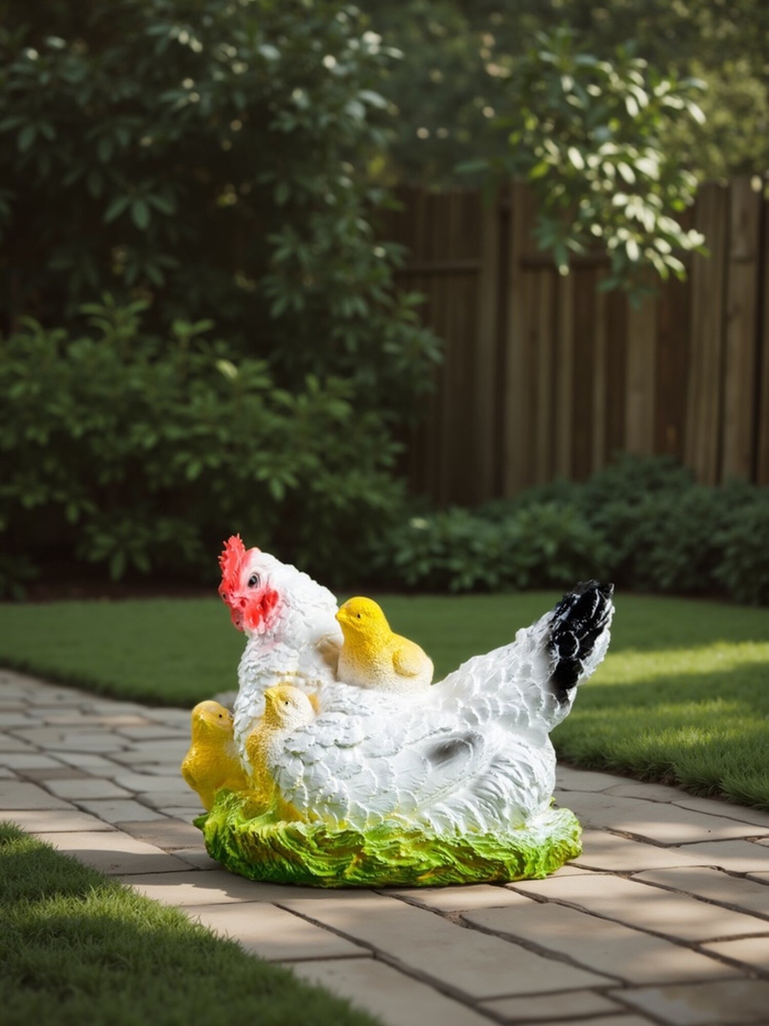 Садовая фигура Хорошие сувениры "Курица наседка с цыплятами", 28х21 см, белый