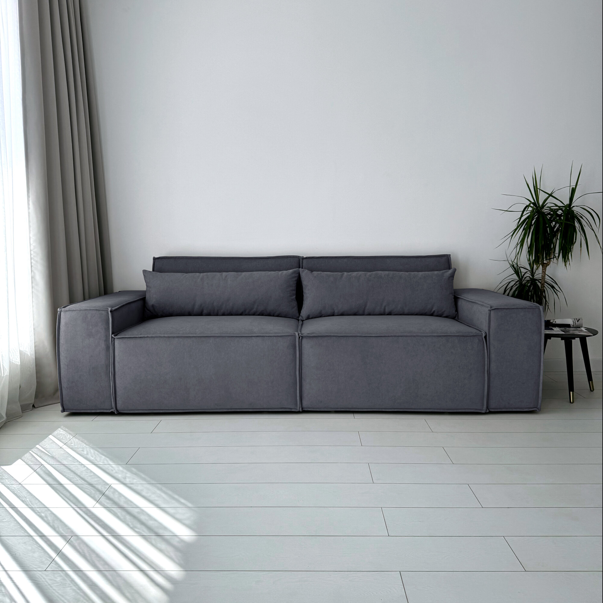 Чехол на диван-кровать Redsofa Пикассо прямой 260 см серый Teddi.