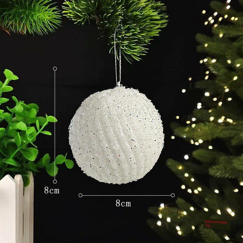 8 см белый рождественский шар, стиль 2 для праздничной елки, элегантное рождественское украшение