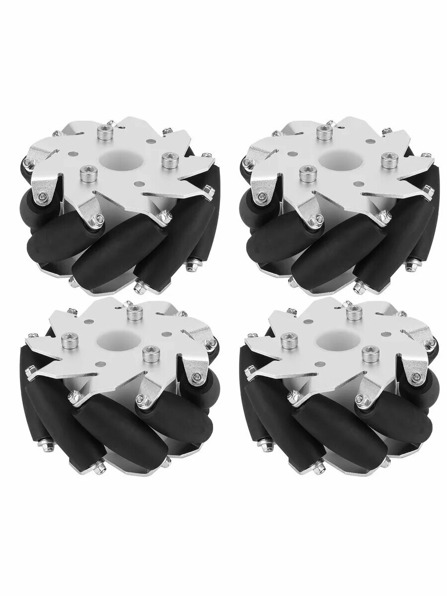 4 шт, 100 мм, комплект прочных стальных колес Mecanum,