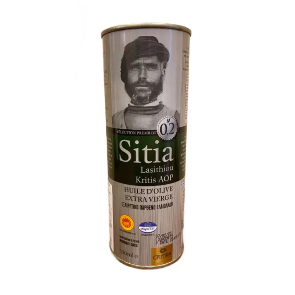 500мл Масло оливковое Критида Sitia Critida Extra Virgin PDO кислотность 0,2 жесть