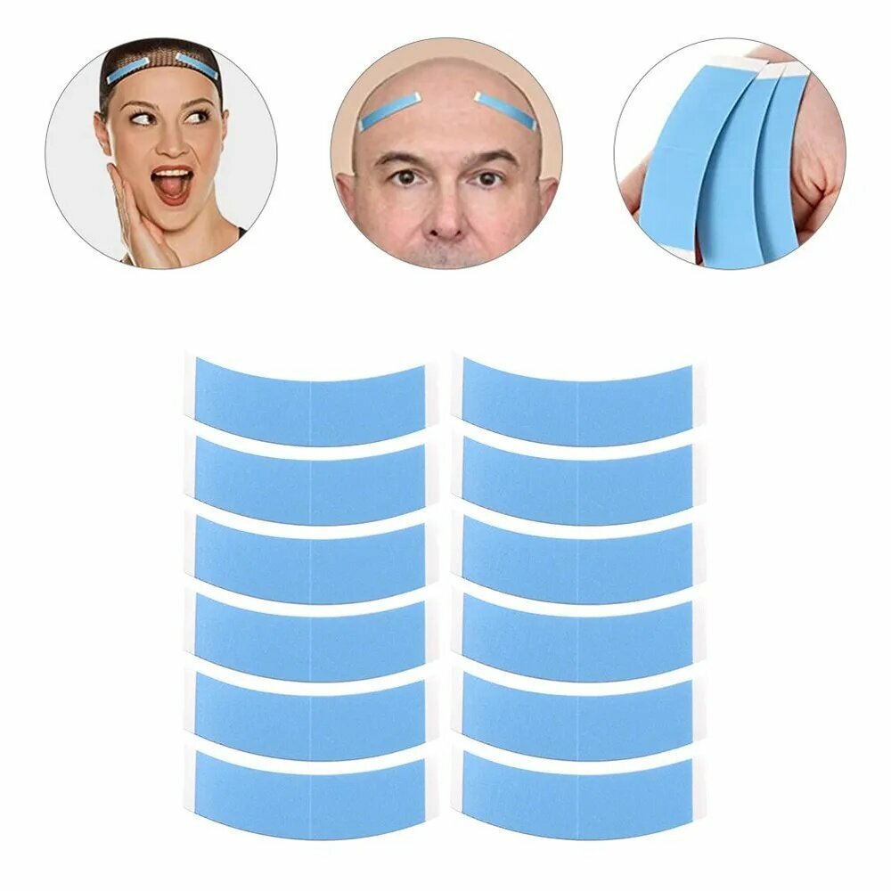 12 Шт Двусторонняя Клейкая Лента Для Париков, Прямоугольная, Безопасная Для Кожи, Низкоаллергенная