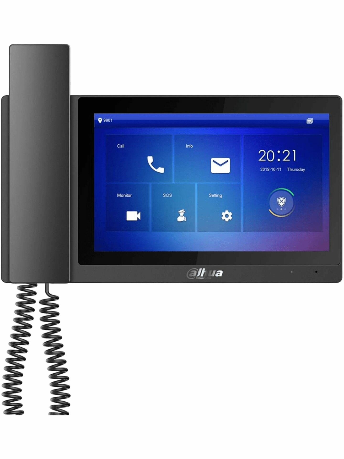 Видеодомофон для квартиры Dahua DHI-VTH5421E-H монитор с трубкой для дома или офиса, IP видеомонитор с сенсорным ЖК дисплеем 7", 1024x600px, POE