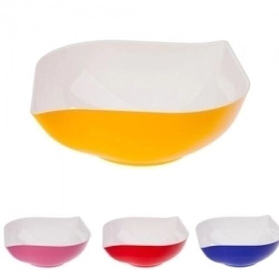 !09 набор 3 штуки - Салатник двухцветный "Стиль" (0,5л) : цвет розовый(2 штуки) + цвет красный (1 штука)