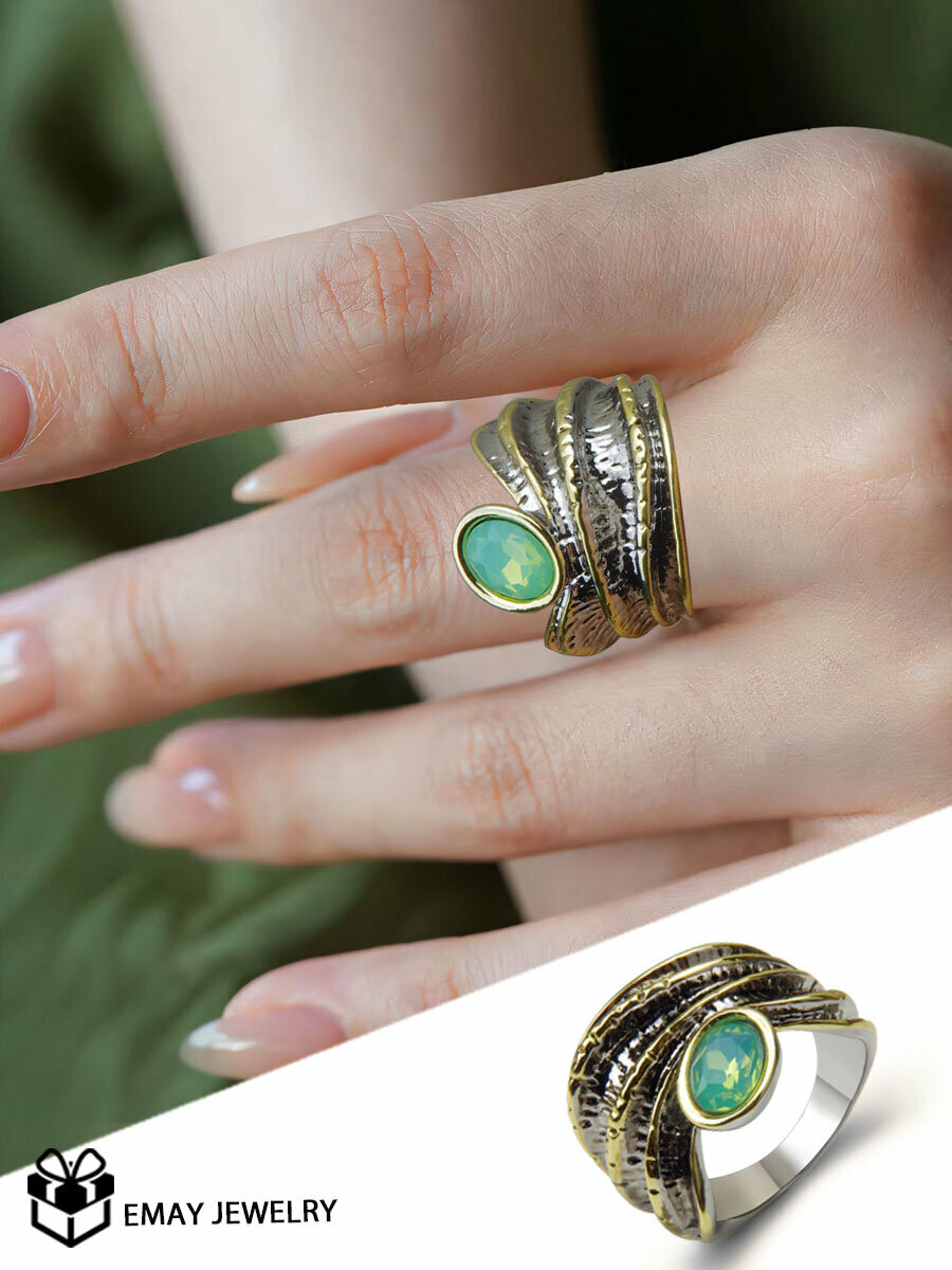 Кольцо, шпинель, искусственный камень