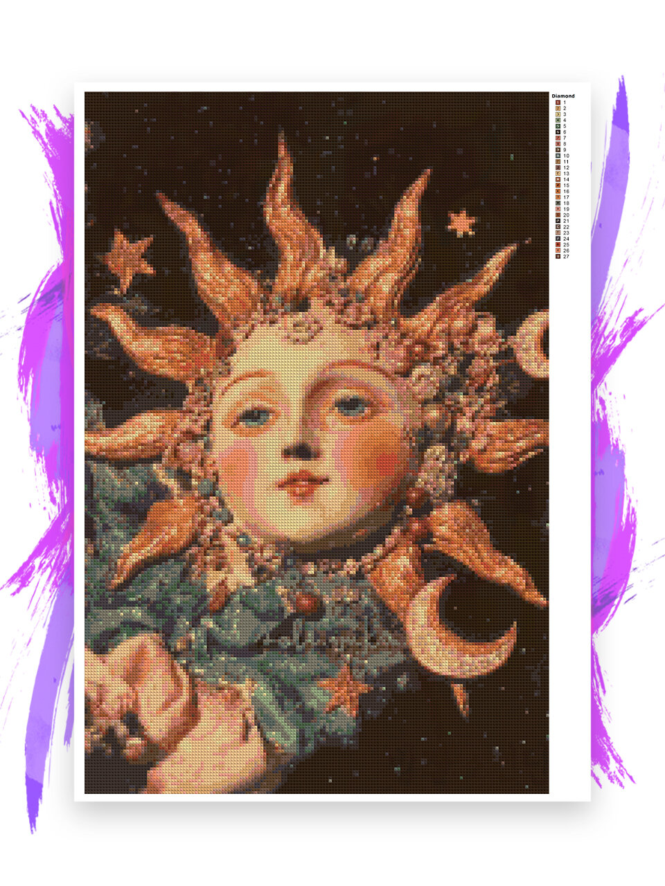 Алмазная мозаика без подрамника - вышивка Солнышко 40 х 60 см