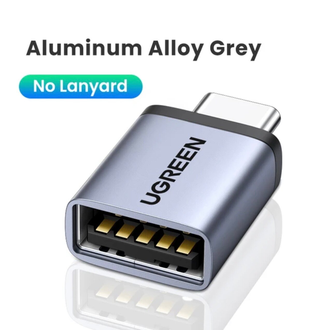 Компактный хаб, 2 см, переходник Ugreen Power Converter, USB-C - USB-A серый