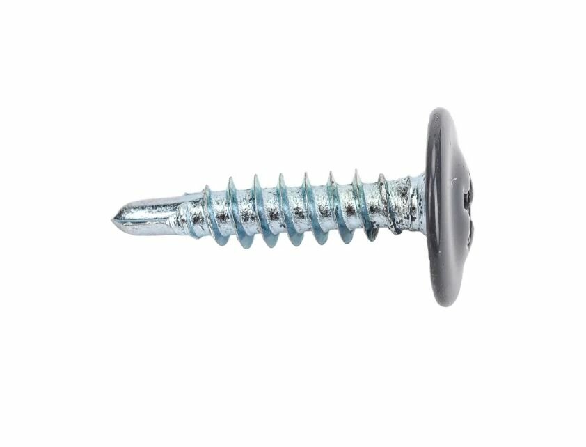 Саморез с прессшайбой и сверлом качественный крепеж 4,2/19 ral7024 серый графит (250 шт.) 0301099