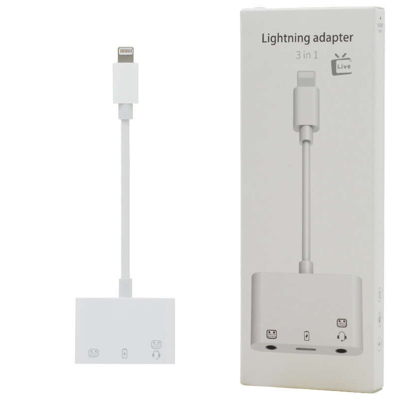 Аудиоадаптер Apple Lightning с функцией живого стриминга и звуковой картой для iPhone 11-14, включая 3.5 мм разъем