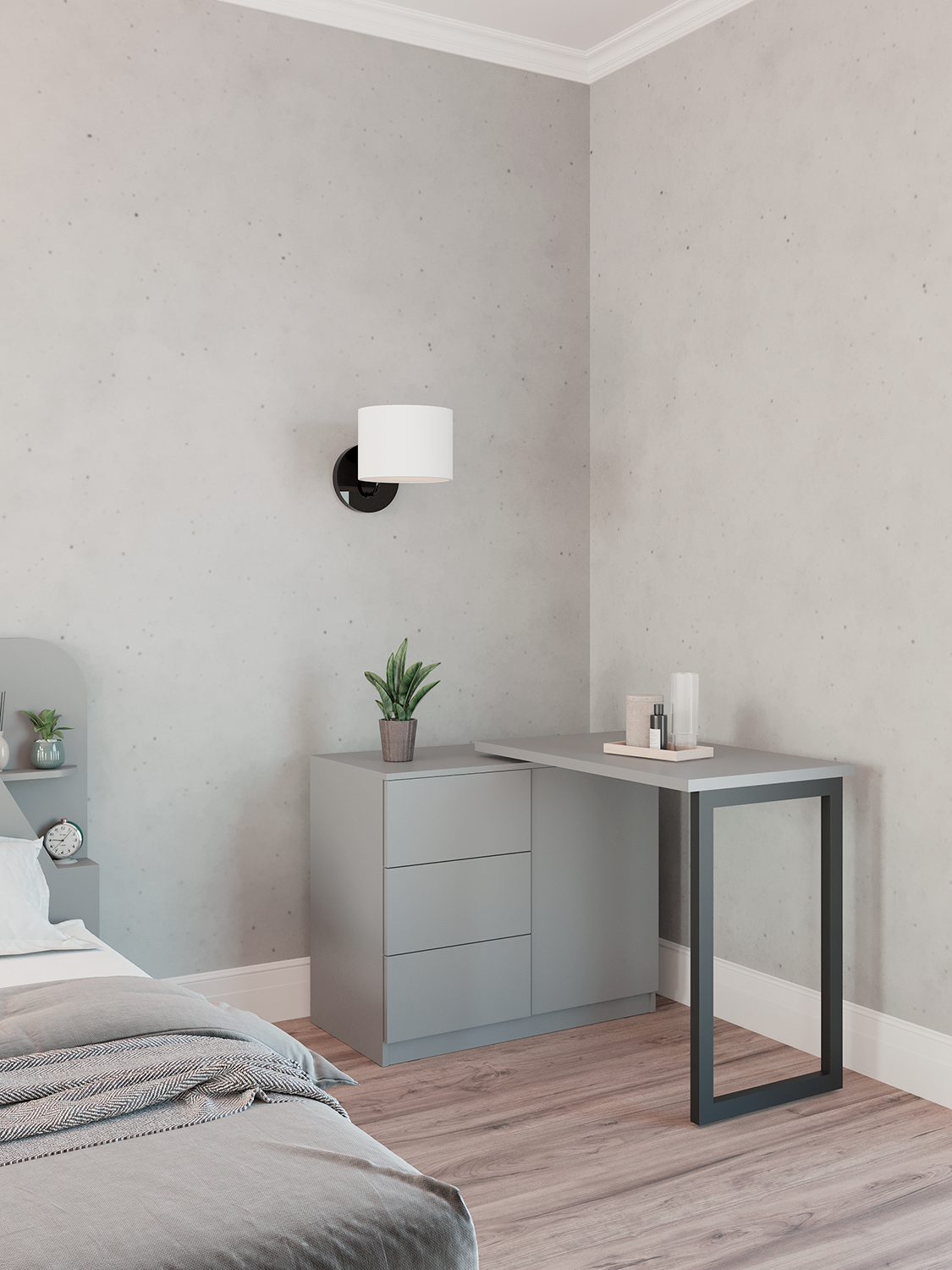 Стол комод угловой письменный трансформер 92х50х77 см, Серый. Столешница 25 мм.