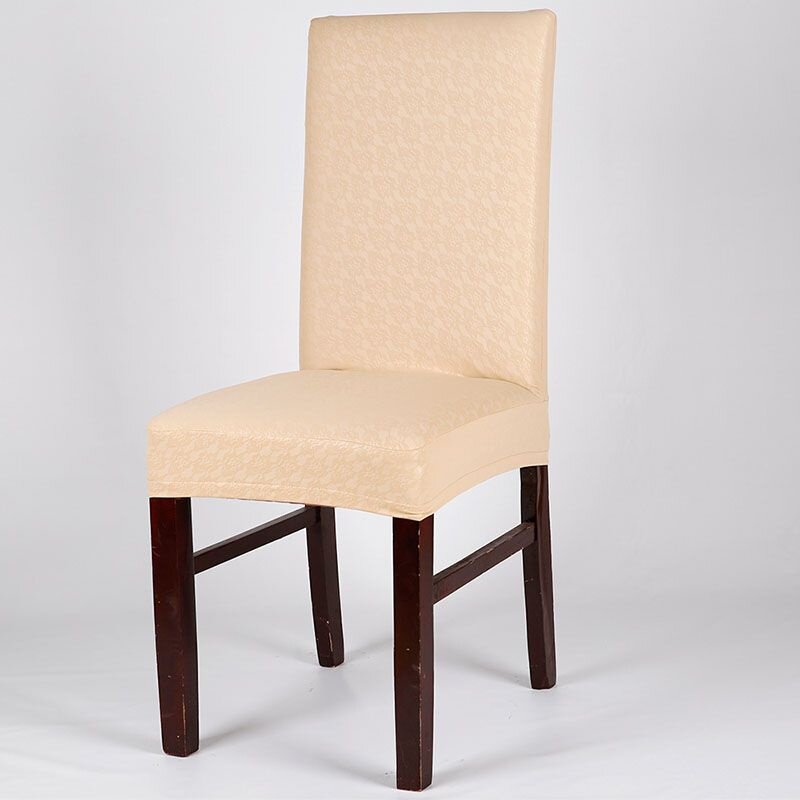 Чехлы для сидений из кожаных стульев для обеденного стола элегантные с высокой эластичностью и мягкостью бежевое кружево