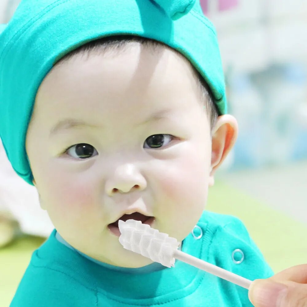 Детские ватные палочки для чистки полости рта, очиститель для языка новорожденных, мягкая зубная щетка, 10 штук