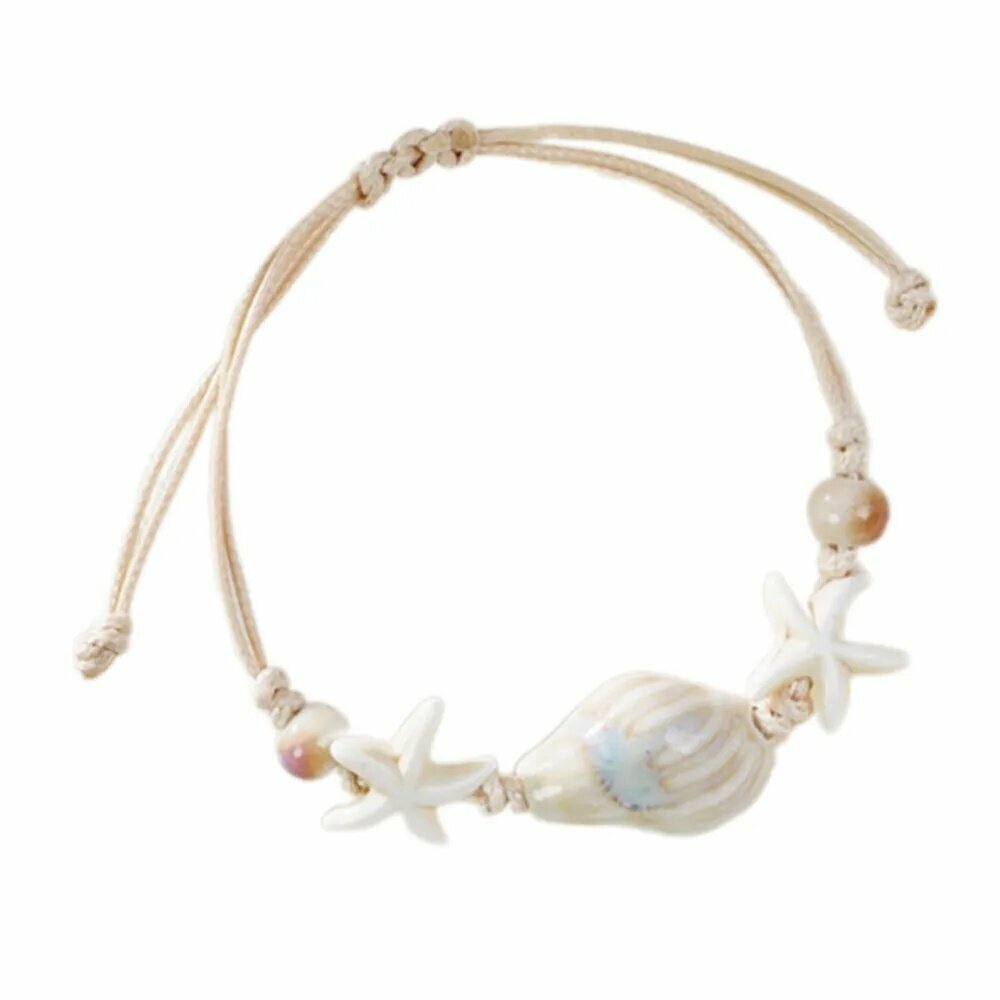 Керамический браслет с морской тематикой звезда и ракушка ручной работы