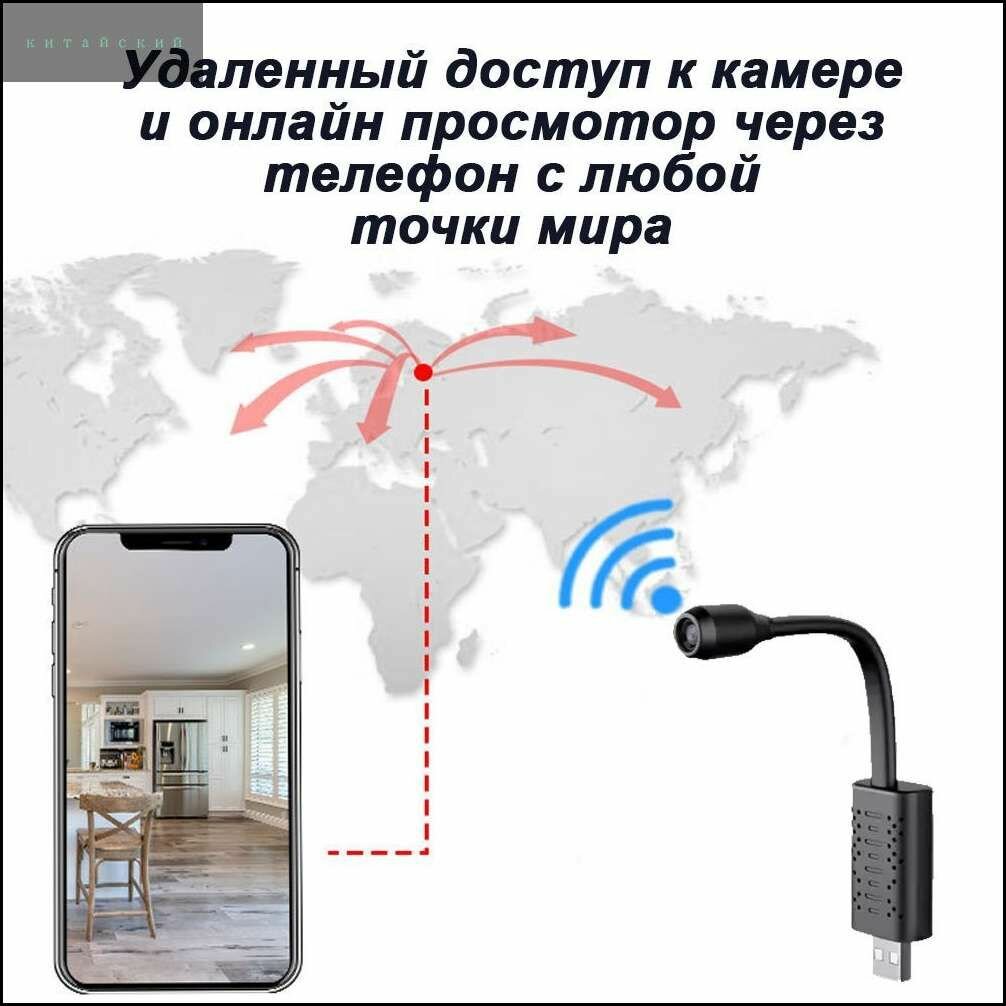 Мини-Wi-Fi IP-камера видеонаблюдения с удаленным доступом. Мобильная беспроводная гибкая USB-эндоскопическая видеокамера наблюдения