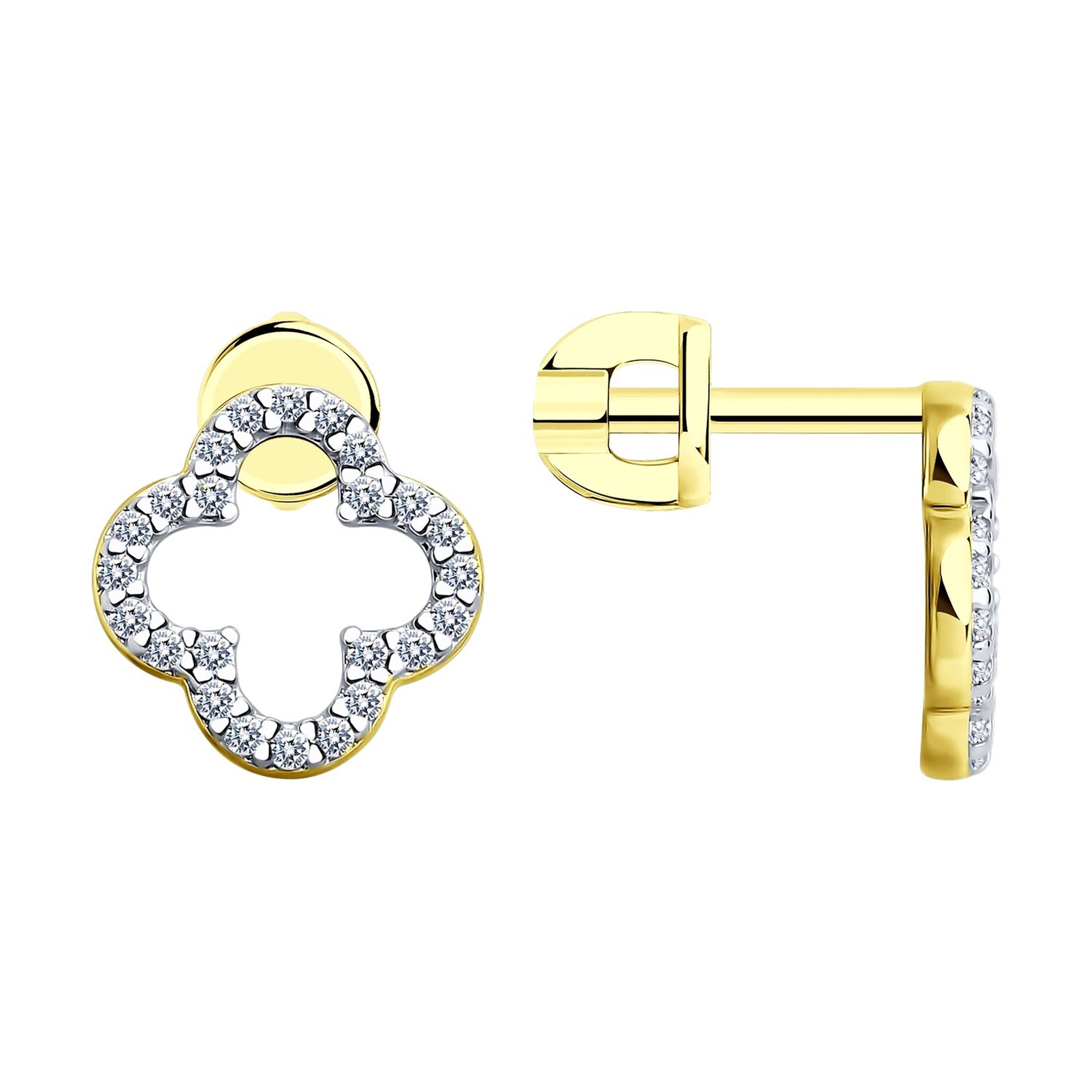 Серьги, серебро, 925 проба, родирование, фианит