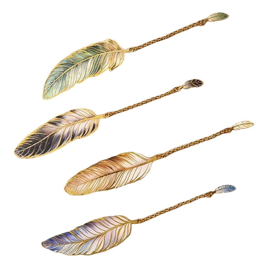 4 Шт Закладки из Перьев с Подвеской Металлические Маркеры Для Страниц Ретро-Закладки Стильные Закладки Для Чтения Креативные Закладки
