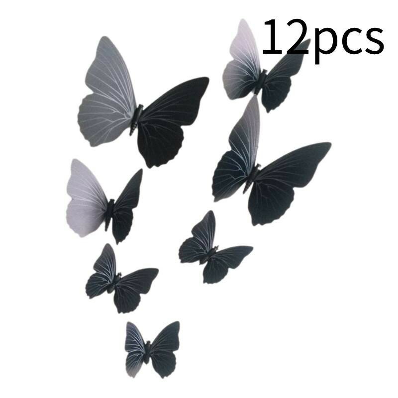Нежный 9см 3D магнит на холодильник в виде бабочки, черный, из ПВХ смолы для современного интерьера