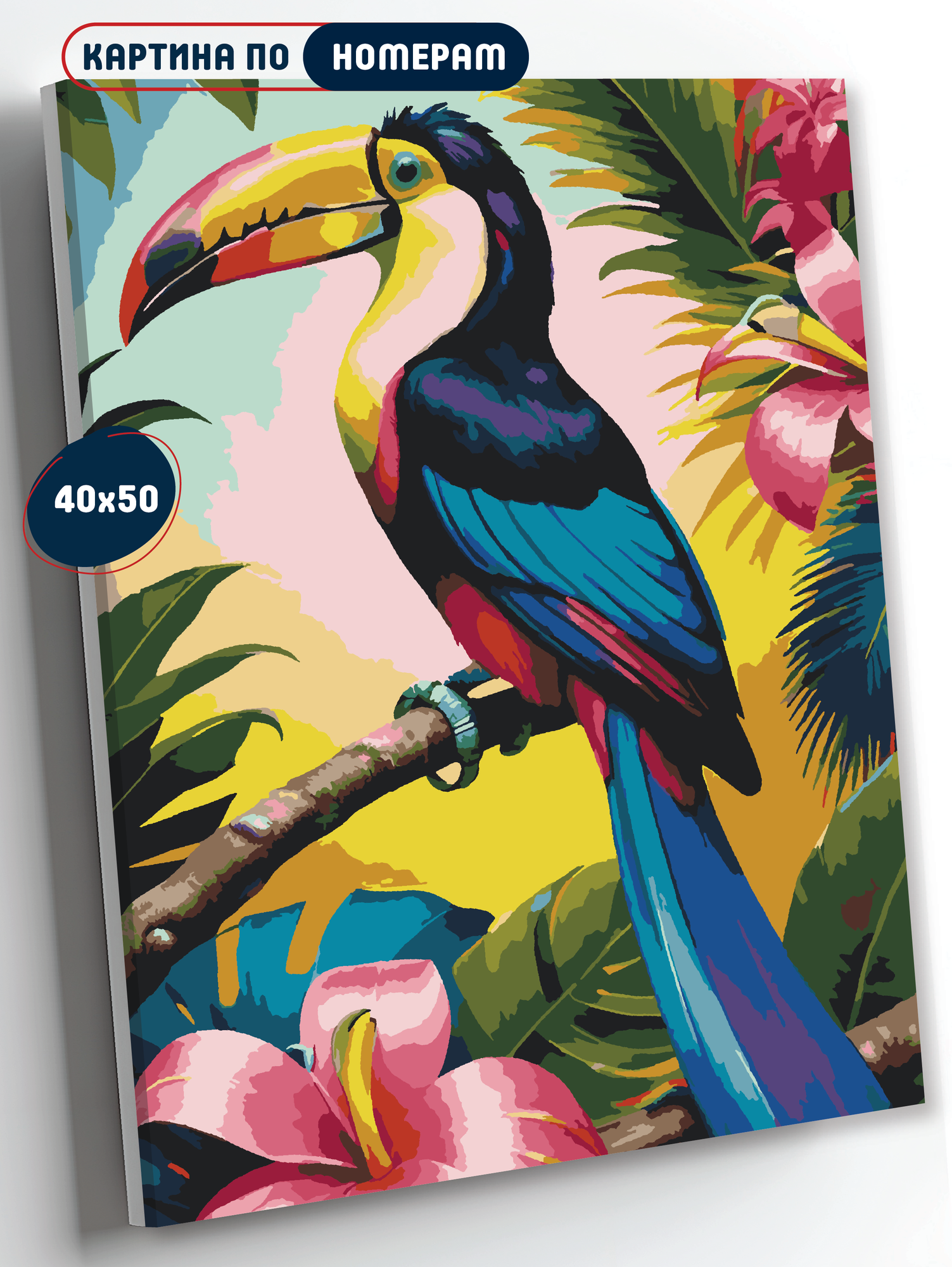 Картина по номерам "Тукан №2" Холст на подрамнике 40х50, набор для рисования