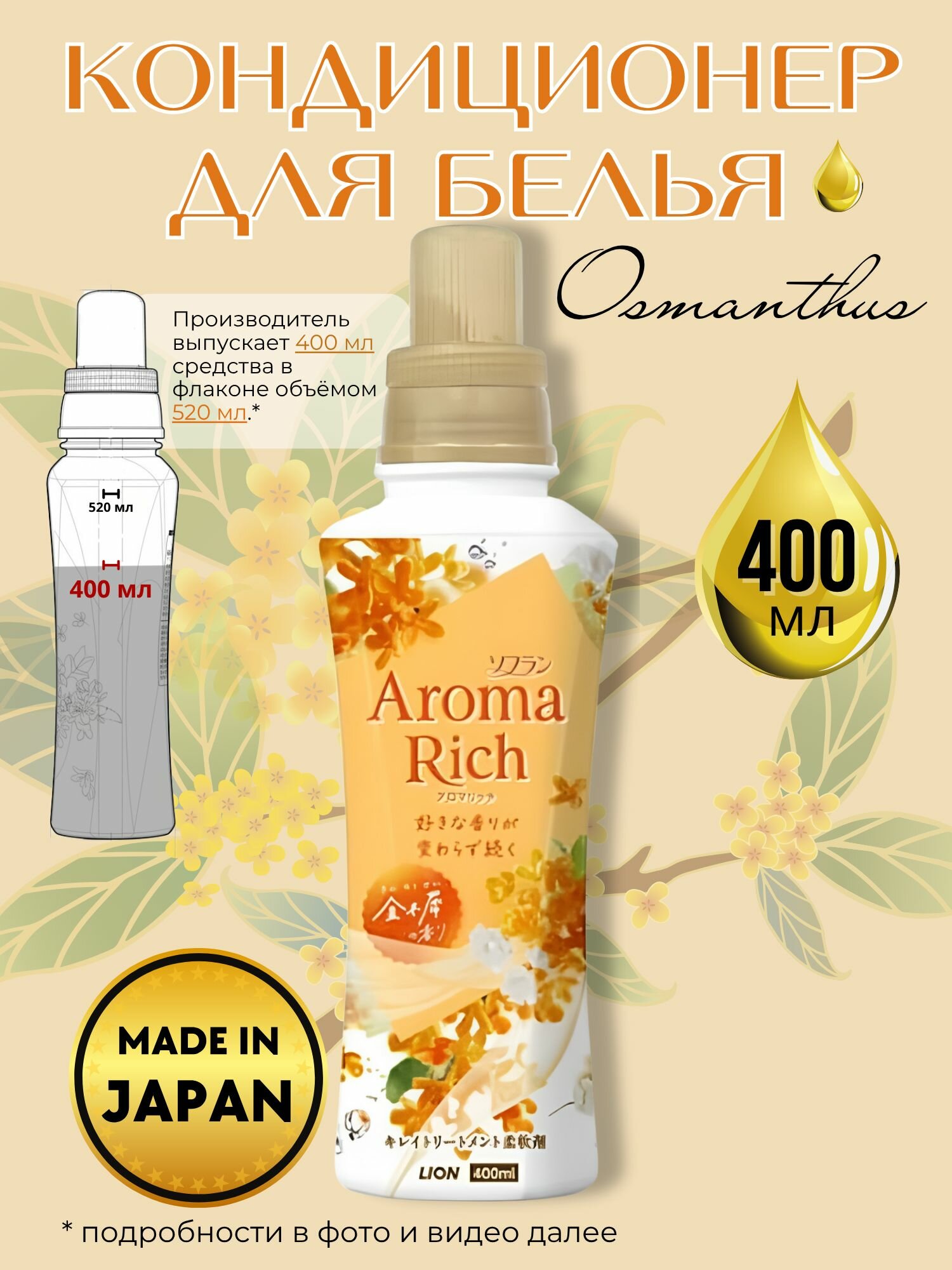 Кондиционер для белья Aroma Rich парфюмированный 400 мл