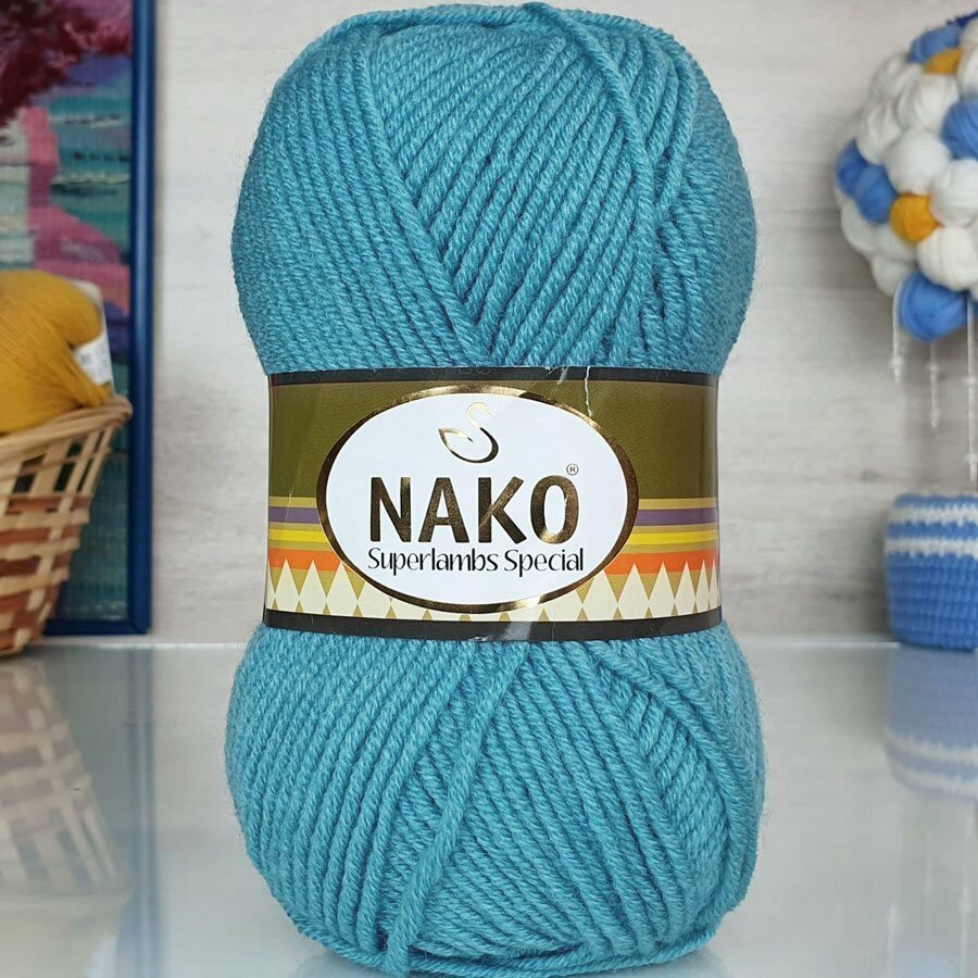 Пряжа Nako SUPERLAMBS SPECIAL 313 лазурный (5 мотков)