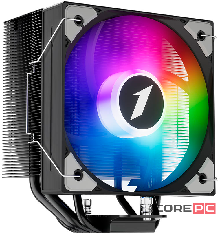 Кулер для процессора 1STPLAYER PS130 ARGB Black (PS130-BK), 4-pin PWM + 3-pin 5V ARGB