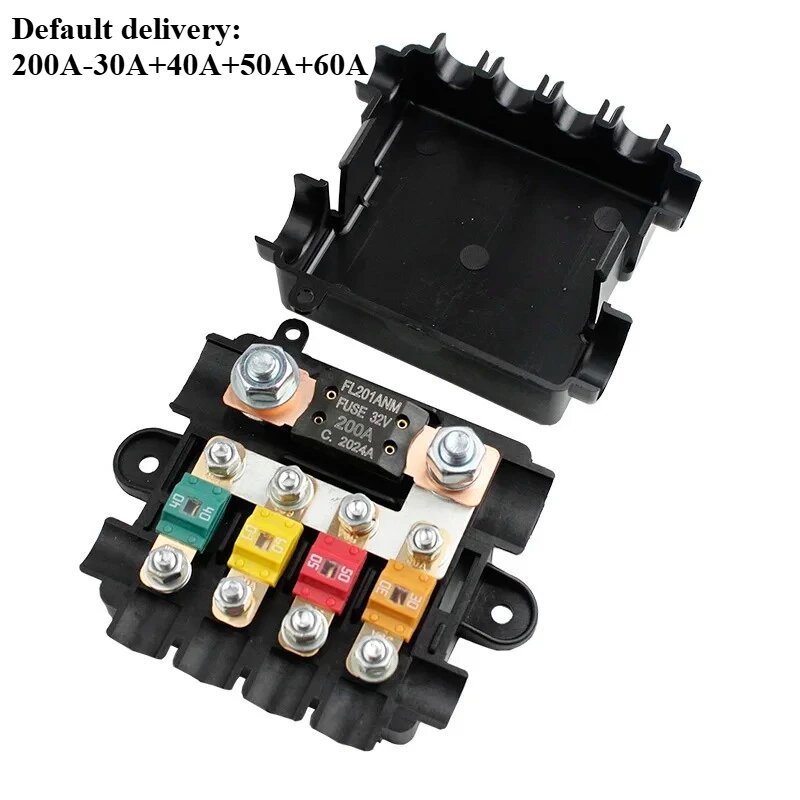 Автомобильный блок предохранителей 1 в 4 выхода Модифицированный аккумулятор Защита электропитания 4-way30-500A Высокомощный страховой болт Тип предохранителя Сиденье With fuse