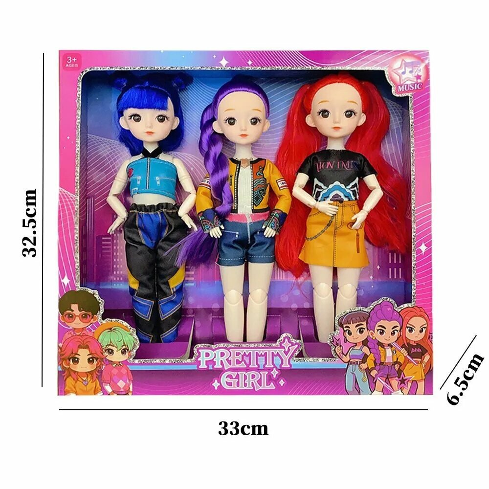 K-POP куклы Demon Hunters, Lumie, Milla, Zoe, 12 дюймов, виниловые коллекционные куклы с LED-подсветкой и музыкой (набор 3 шт)