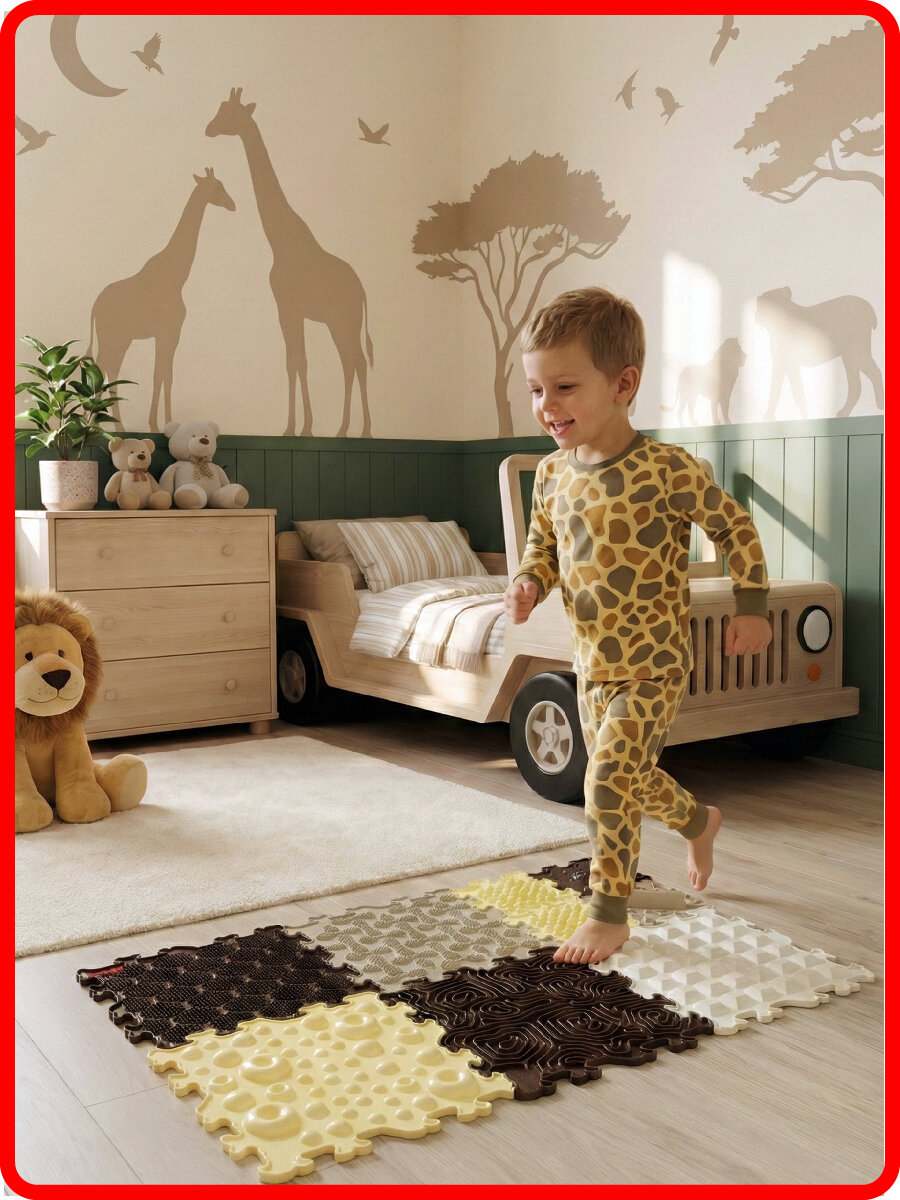 Модульный детский развивающий коврик-пазл SPORTO.ONE, Песчаный берег, 9 модулей