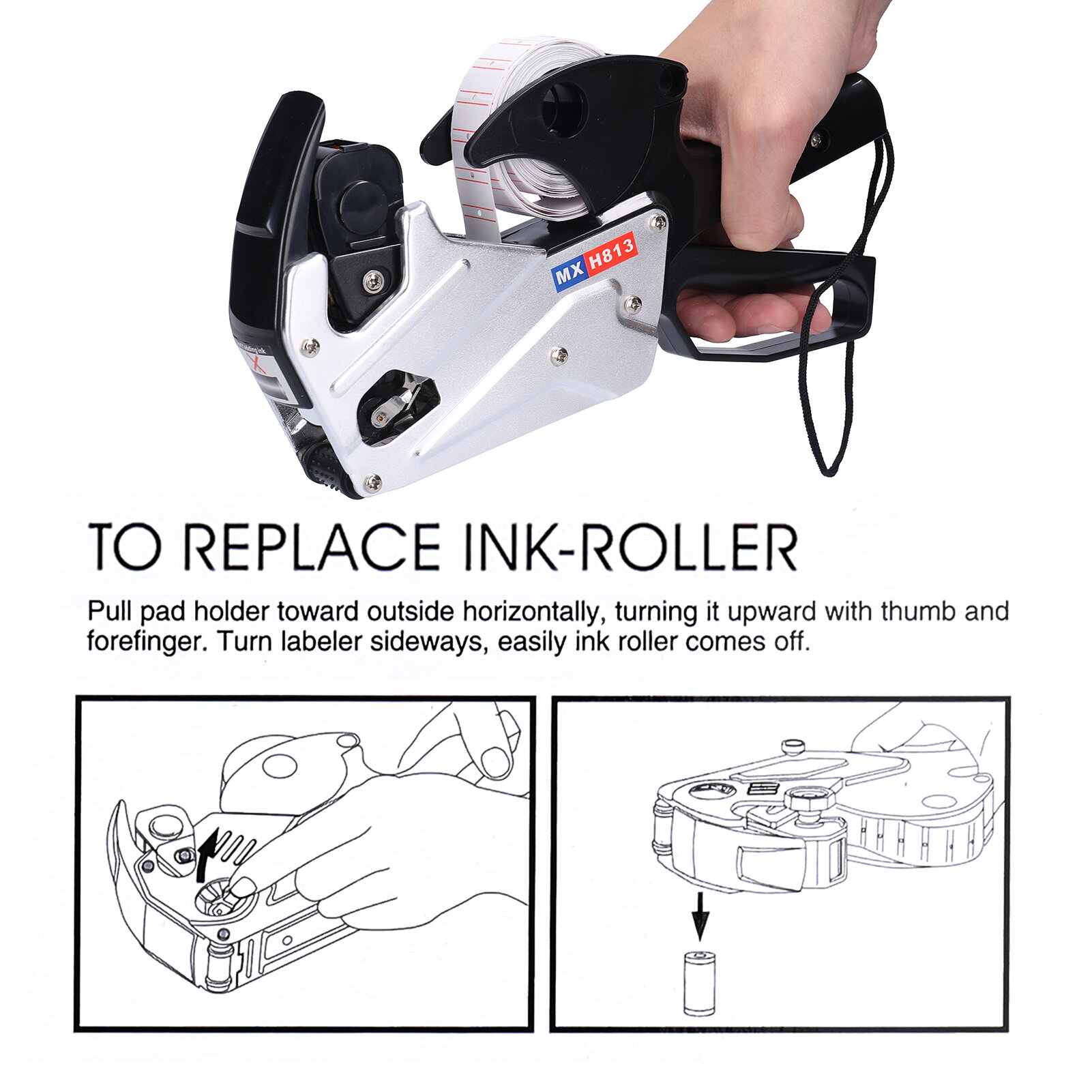 Ручная маркировочная машина из алюминиевого сплава для этикеток/кодов, модель MX-H813, однорядная.