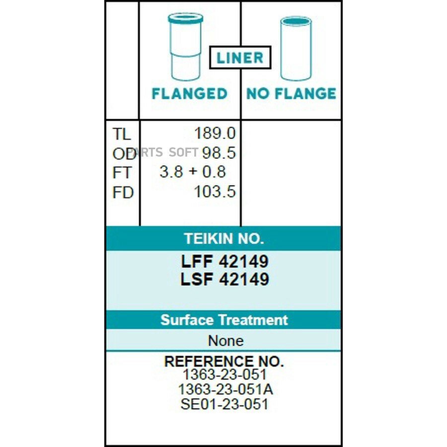 Гильза цилиндра двигателя от официального дистрибьютора, TEIKIN, артикул LFF42149