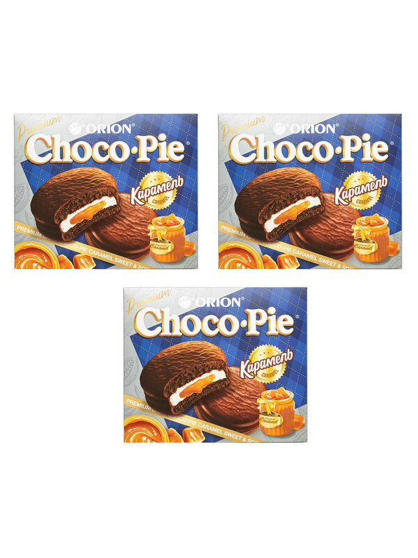 Orion Печенье Choco Pie Dark Caramel, 12 х 30 г, 3 уп